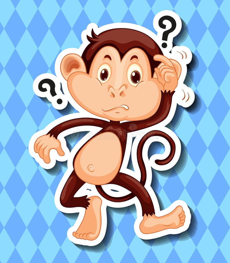 Monkey with question marks stock illustration. Illustration of ...