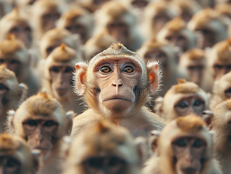 A Monkey Raising Its Head Like a Leader - Concept of Being Different ...