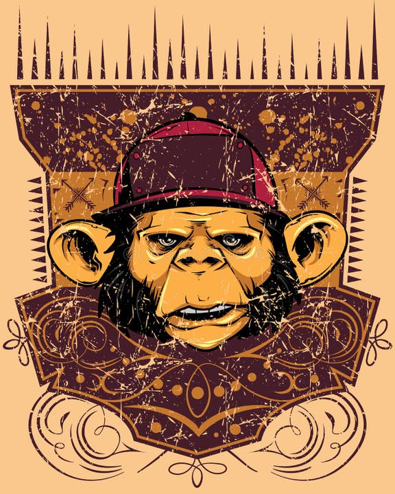 Monkey rapper stock vector. Illustration of monkey, insignia - 34617678