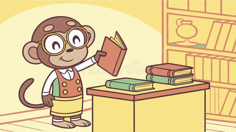 Monkey Reading Book on Moon for Lunar Learning and Space Study Vector Design Generative AI Stock ...