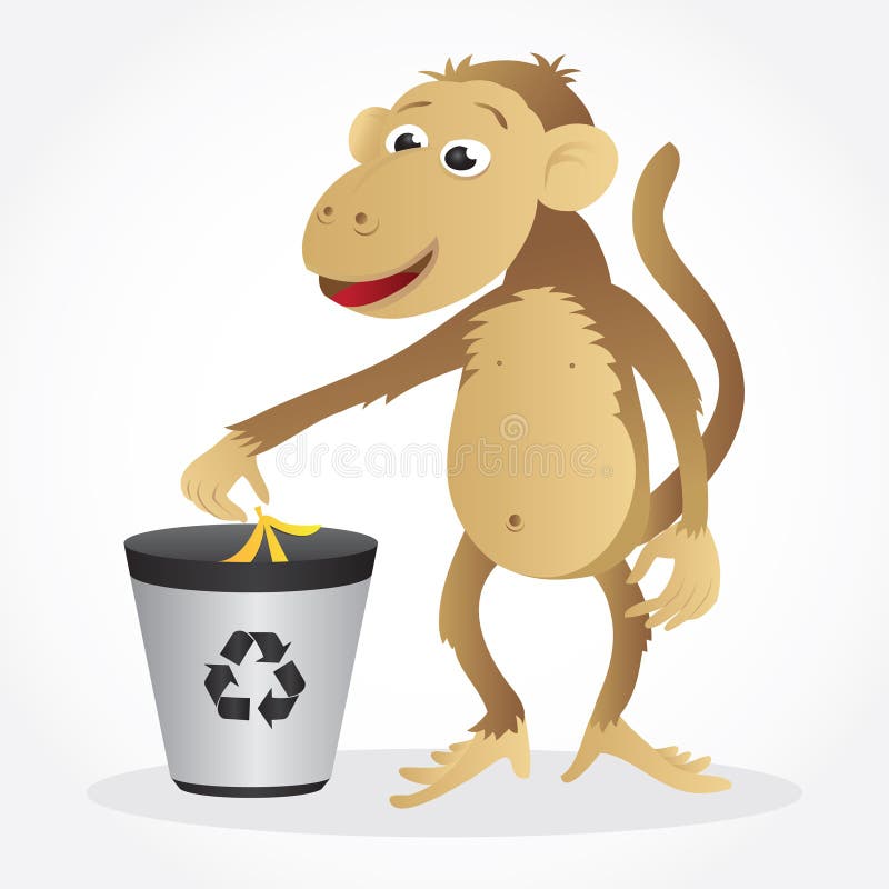 Monkey Recycling stock vector. Illustration of basket - 30552832