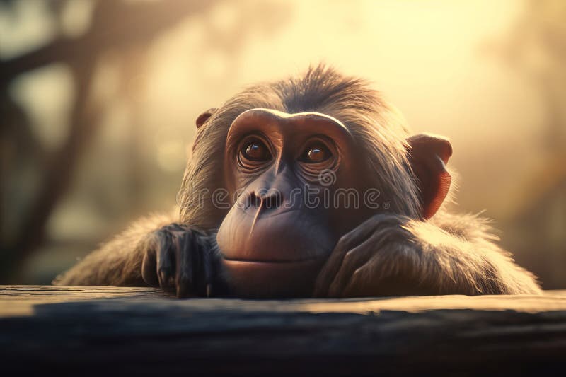Monkey Resting and Looking Away. Generate Ai Stock Illustration ...