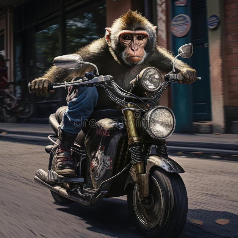 Monkey riding a motorcycle stock illustration. Illustration of animal ...
