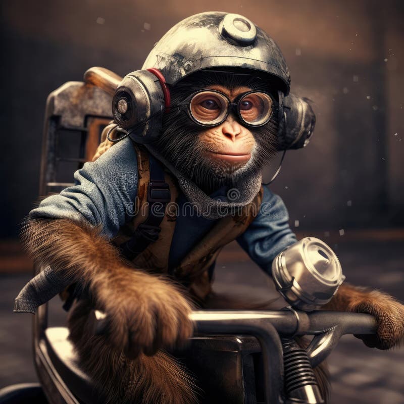 Monkey riding a motorcycle stock illustration. Illustration of biker ...