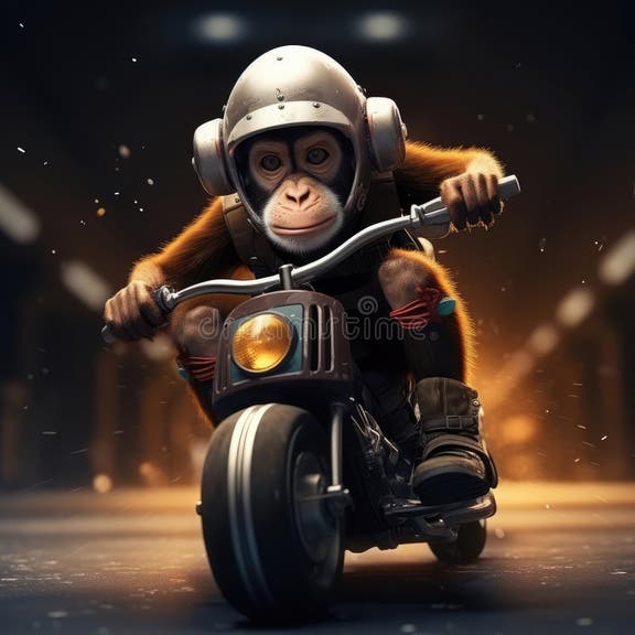 Monkey riding a motorcycle stock illustration. Illustration of cute ...