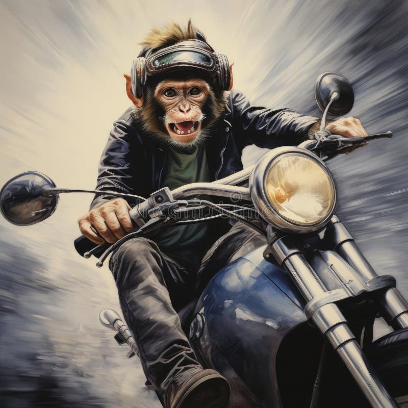 Monkey riding a motorcycle stock illustration. Illustration of biker ...