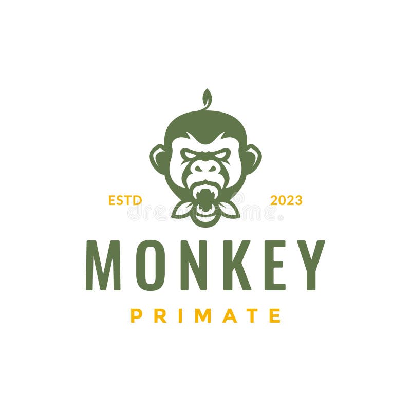 Monkey Roar Primate Portrait Mascot Character Hipster Colored Logo ...