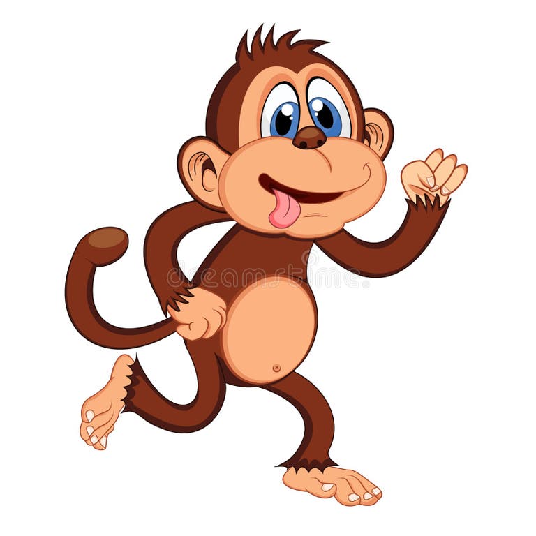 Monkey running Cartoon stock vector. Illustration of background - 58957347