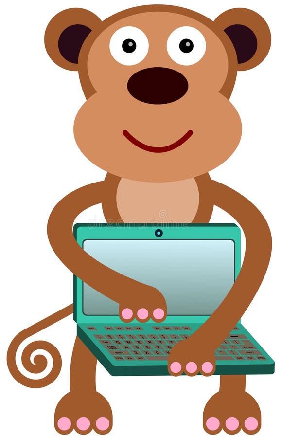 Monkey Laptop stock vector. Illustration of intelligence - 28000824