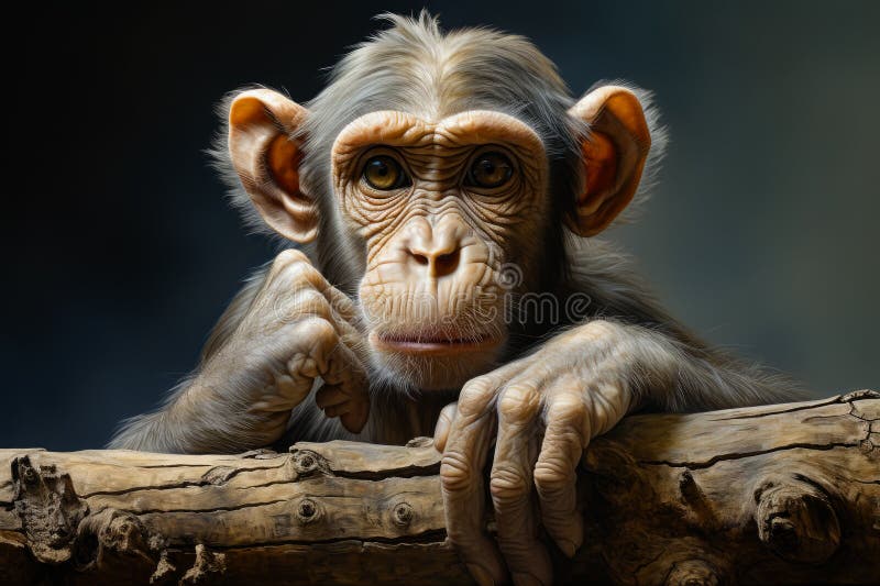 Monkey with Sad Look on His Face and Hands. Generative AI Stock Image ...