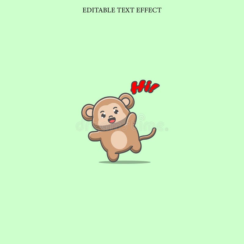 Monkey Say Hi with Red Text Style Effect Stock Vector - Illustration of ...