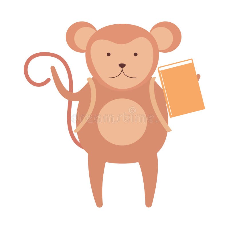 Monkey with school book stock vector. Illustration of cute - 250363251