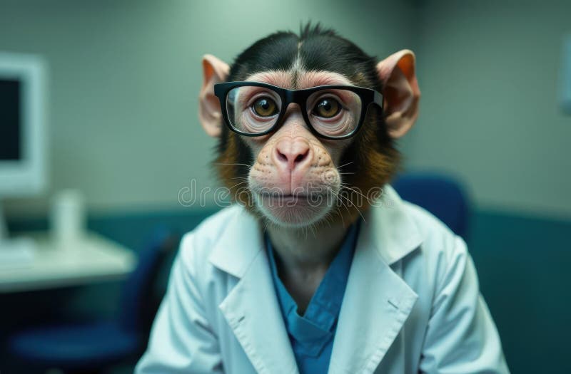 Monkey Scientist Performing Research in a Laboratory Setting Stock ...