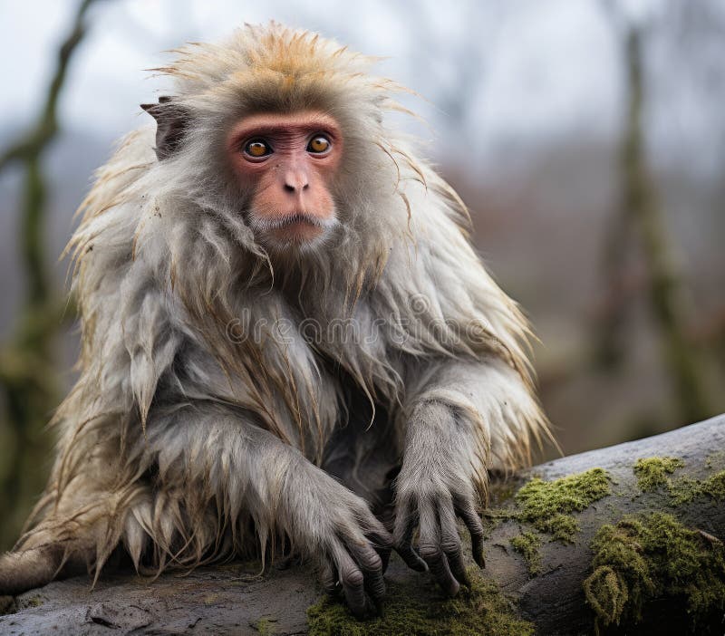 A Monkey Seated on Rock, Monkeys and Primates Picture Stock ...