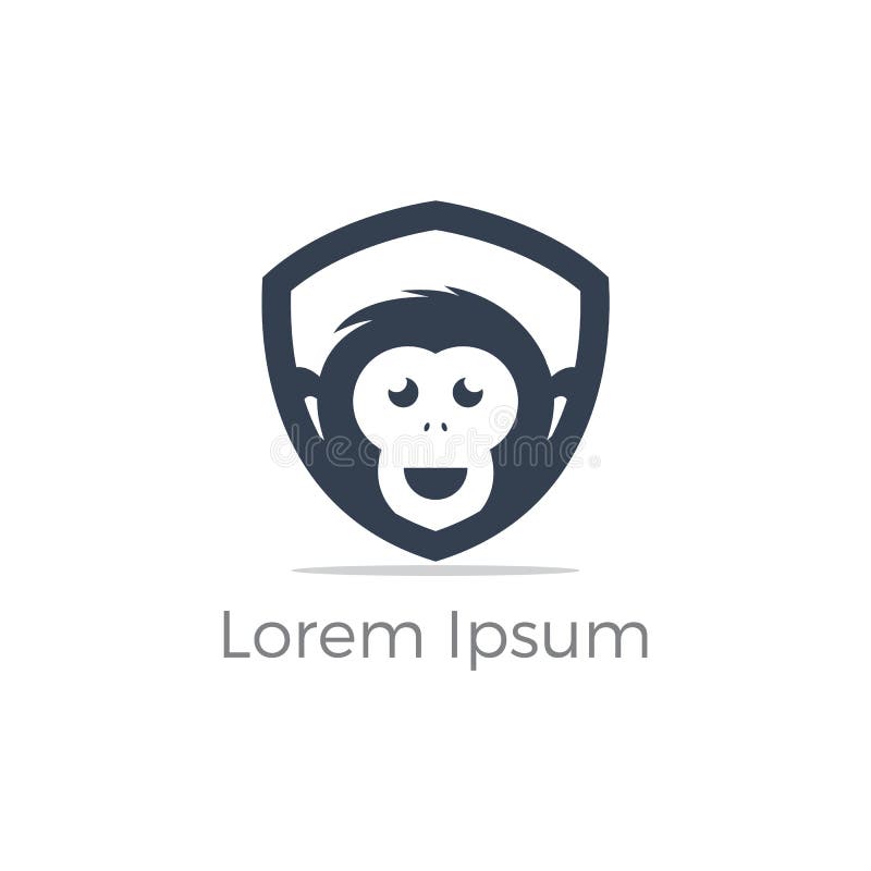 Monkey in Shield Logo Design, Monkey Vector Icon, Animal Illustration ...