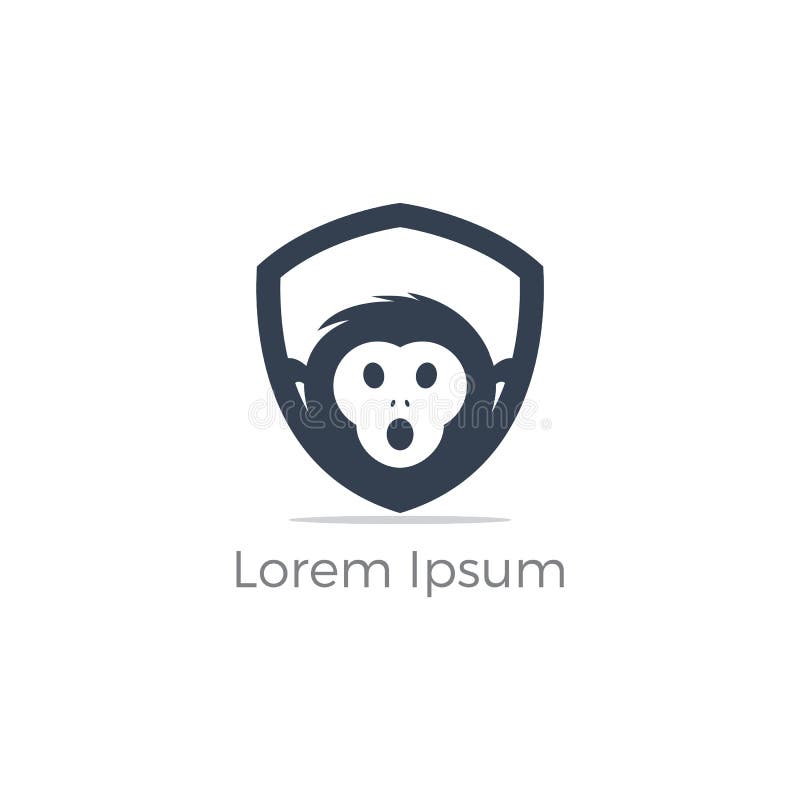 Monkey in Shield Logo Design, Monkey Vector Icon, Animal Illustration ...