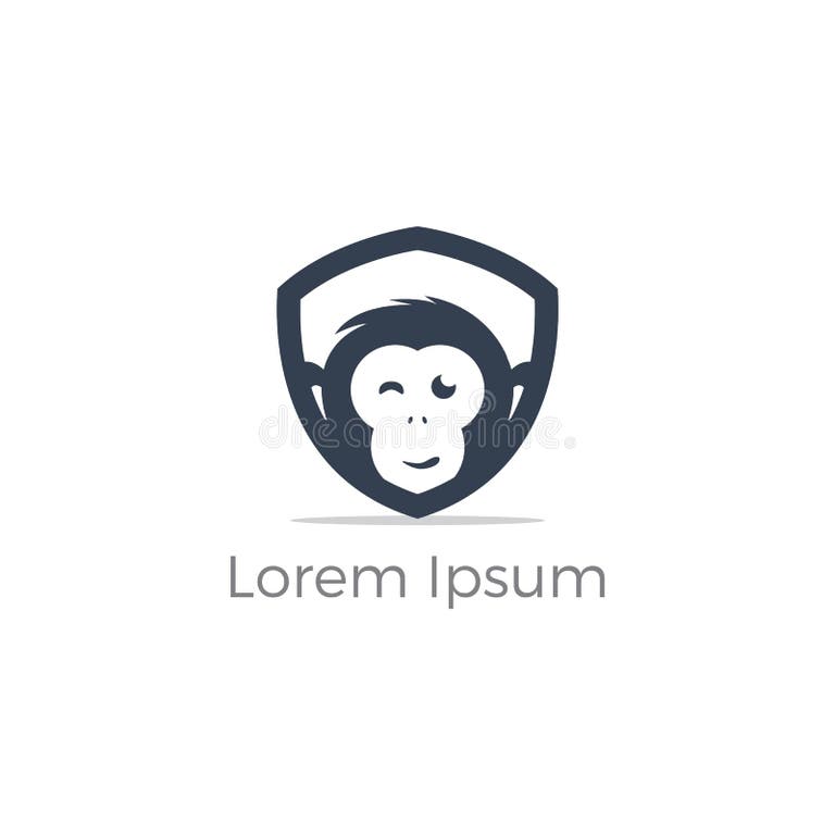Monkey in Shield Logo Design, Monkey Vector Icon, Animal Illustration ...