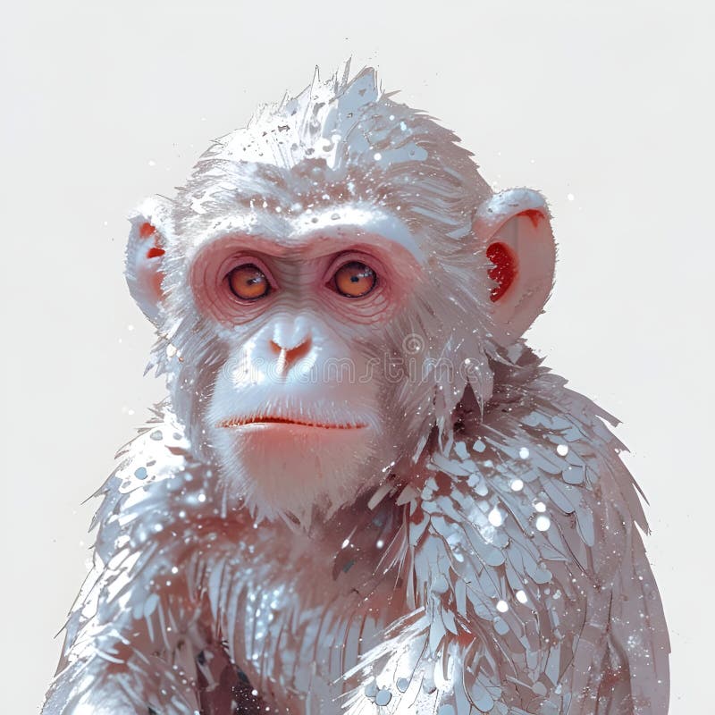 A Monkey with a Silver Coat and a White Background Elegant Flat Design ...