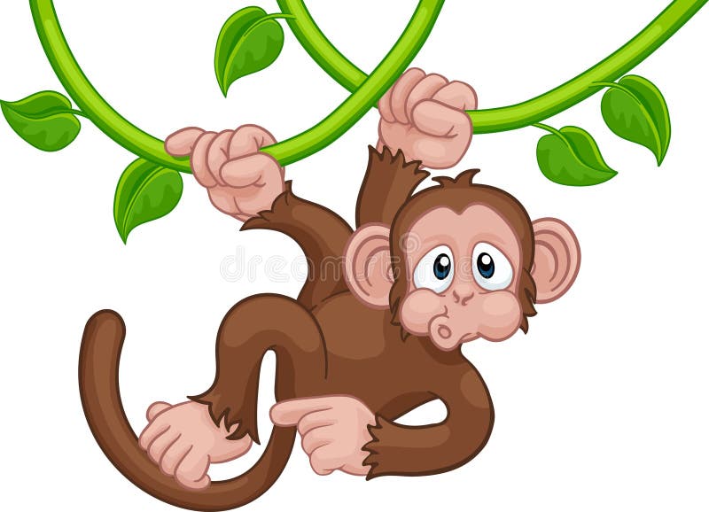 Monkey Singing on Jungle Vines Pointing Cartoon Stock Vector ...