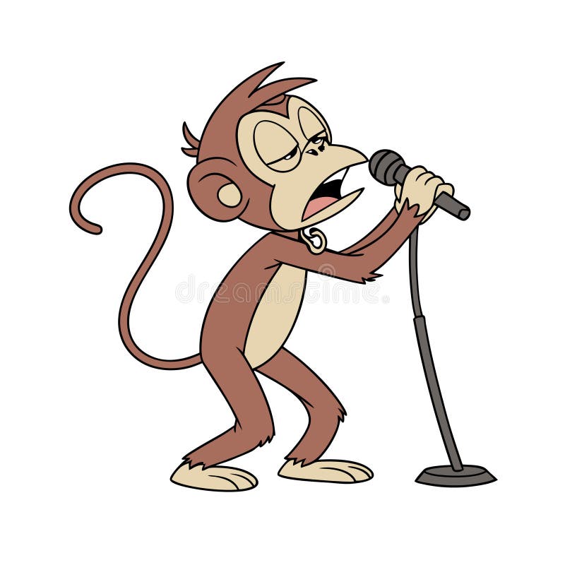 Monkey Singing with Steady Confidence Stock Illustration - Illustration ...