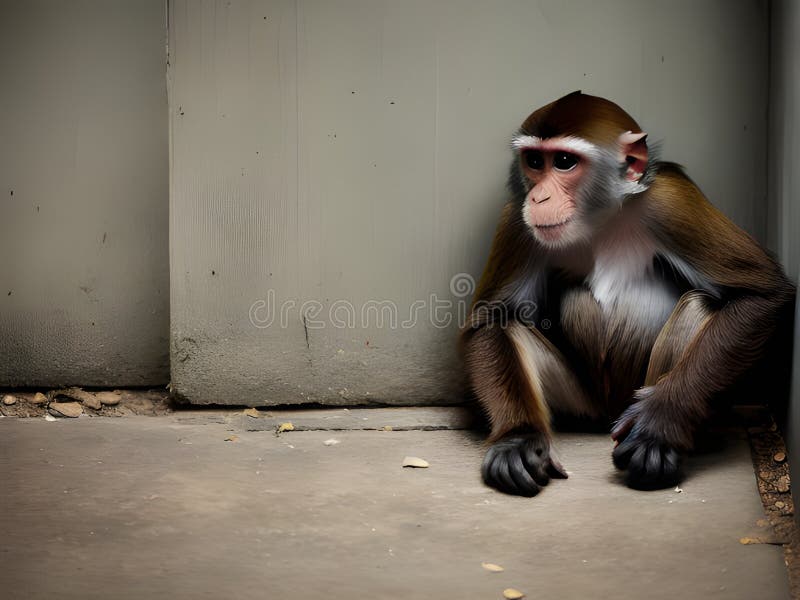 Monkey Sitting on the Floor, Ai Generated Stock Illustration ...