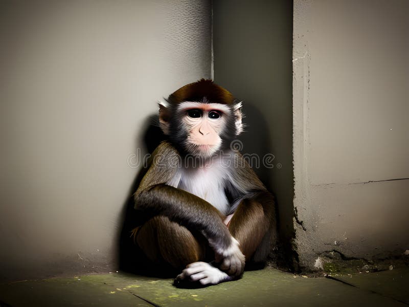 Monkey Sitting on the Floor, Ai Generated Stock Illustration ...