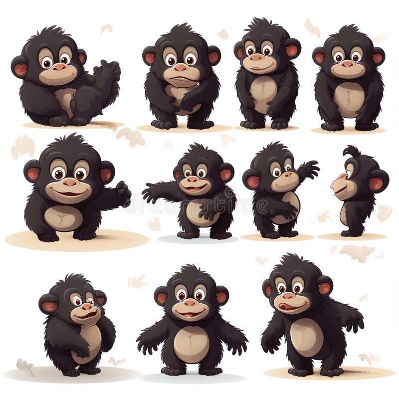 Monkey Sitting on the Grass with Different Emotions and Expressions ...