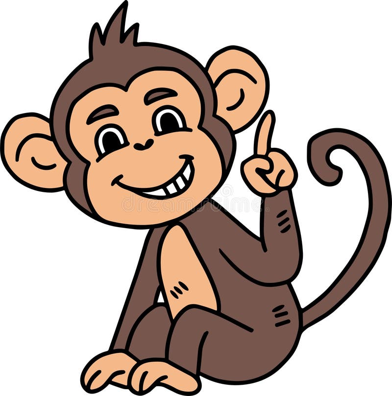 A Monkey is Sitting on the Ground and Pointing To the Sky Stock Vector ...