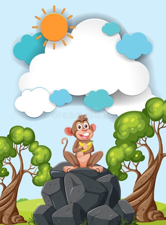A Monkey Sitting on Rocks Under the Sun Stock Vector - Illustration of ...