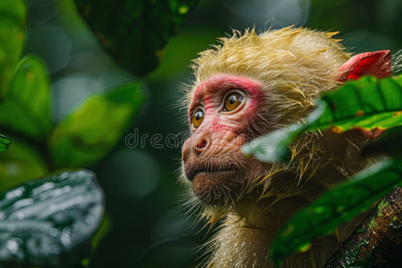 A Monkey Sitting in a Tree Looking into the Camera Lens Stock Image ...