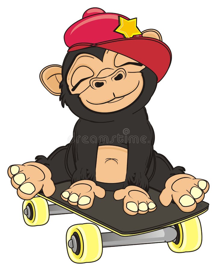 Monkey and skate stock illustration. Illustration of beige - 84766241