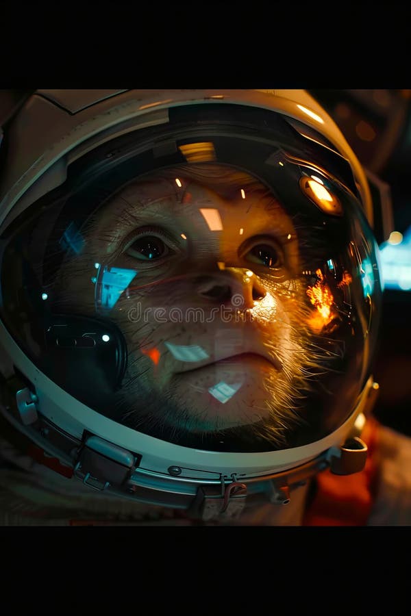 A Monkey in a Space Suit Looking at the Camera Stock Image - Image of ...