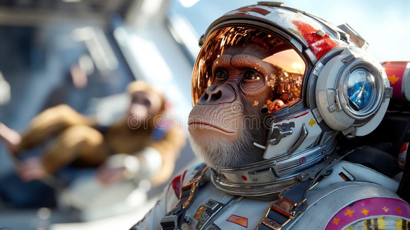 A Monkey in a Space Suit Sitting in a Spaceship Stock Photo - Image of ...