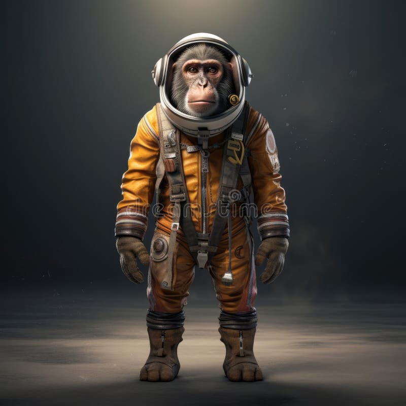 Monkey in Space Suit in Space Stock Illustration - Illustration of ...