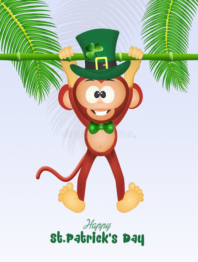 Monkey for St.Patrick`s Day Stock Illustration - Illustration of ...