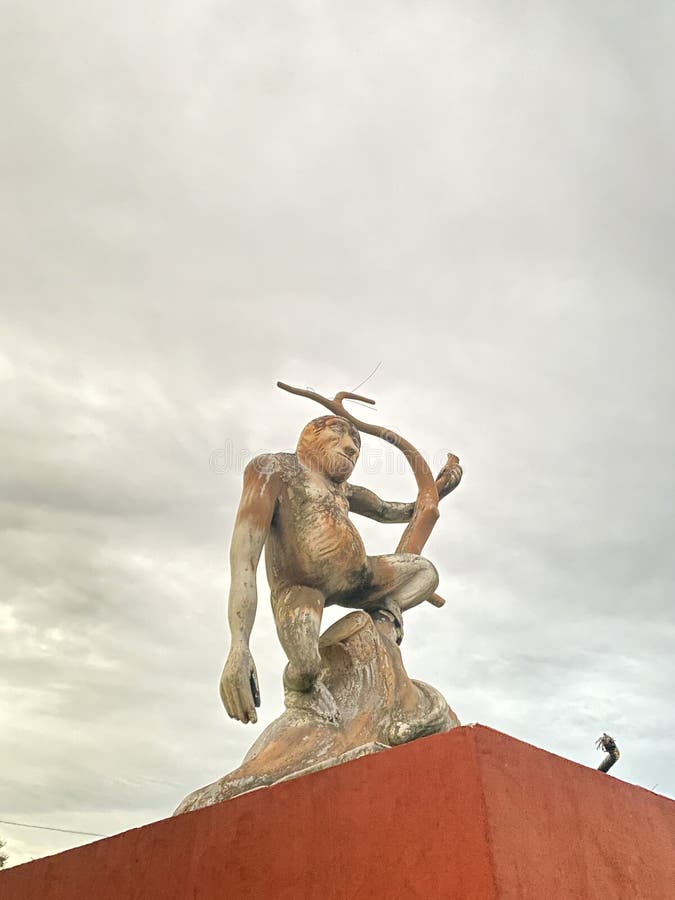 Monkey Statue in the City Center Stock Photo - Image of painting ...