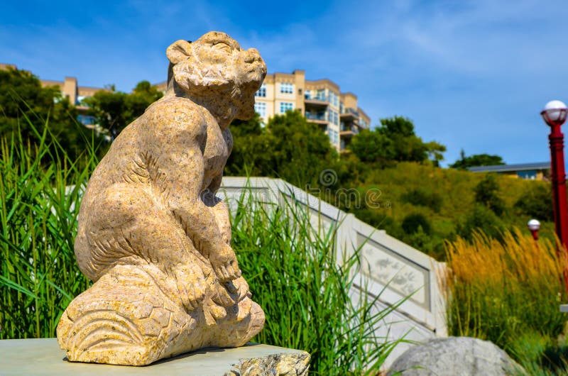 Monkey Statue Idle Three stock photo. Image of zodiac - 106683834