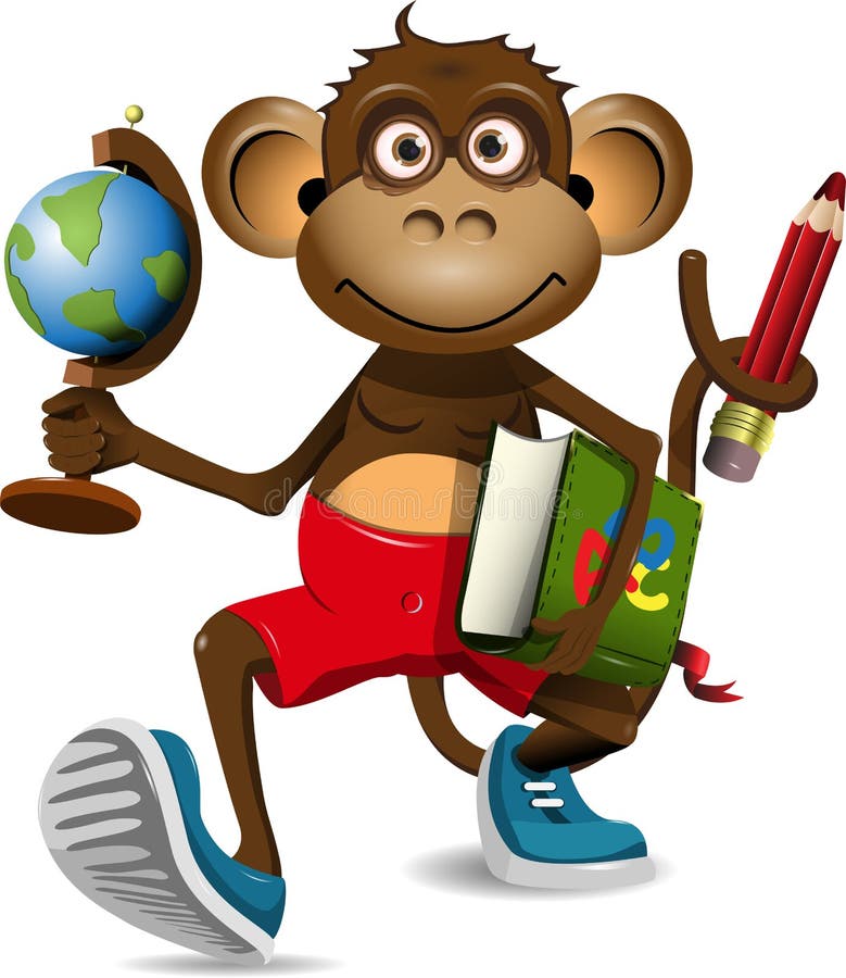 Monkey student stock vector. Illustration of character - 25926209