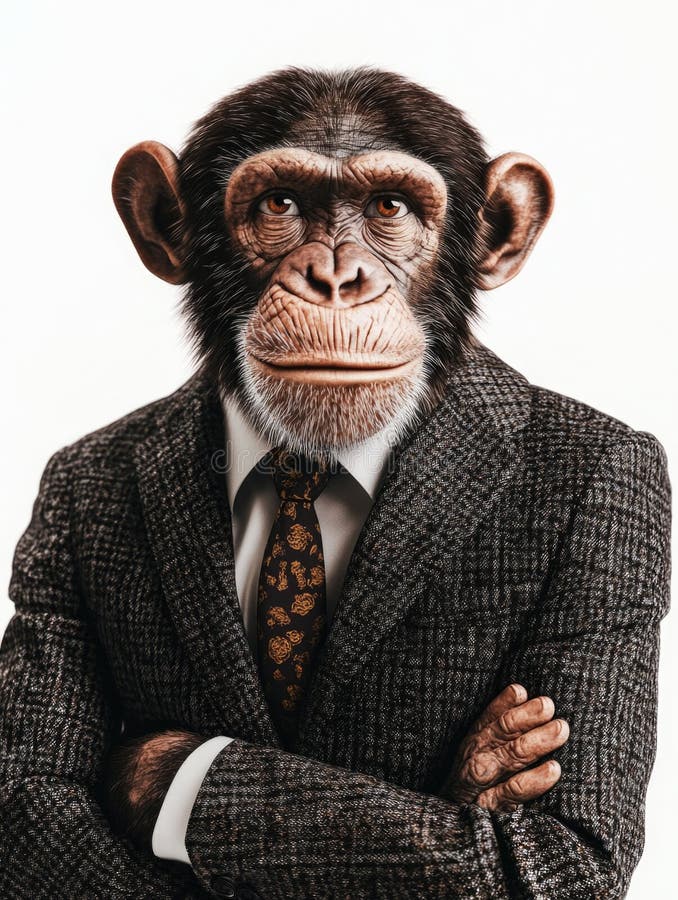 Monkey in Suit stock image. Image of monkey, hands, humor - 364489193