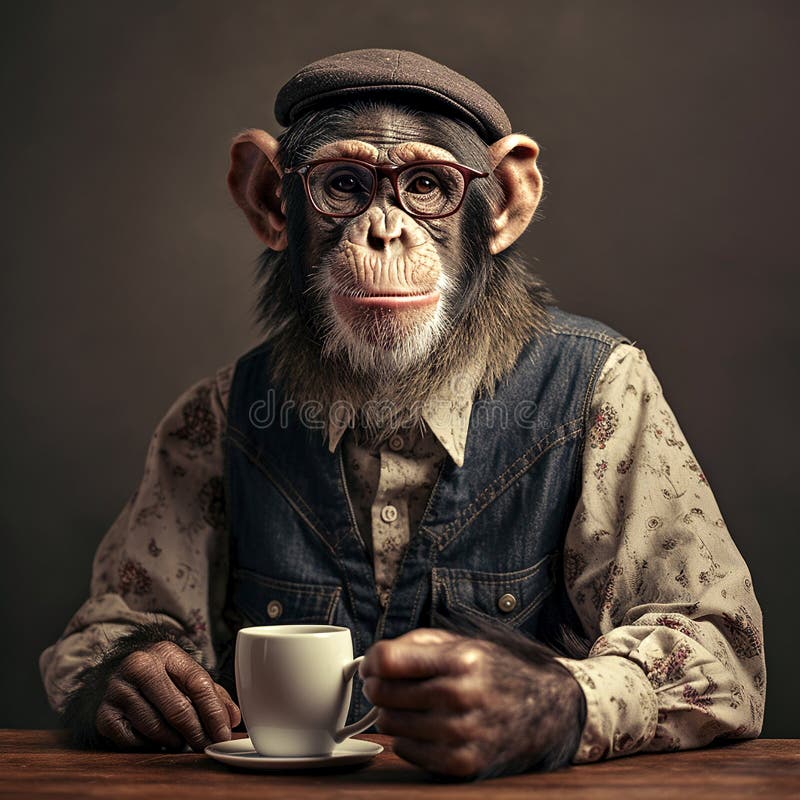 Monkey Drinking Coffee Stock Illustrations – 79 Monkey Drinking Coffee ...