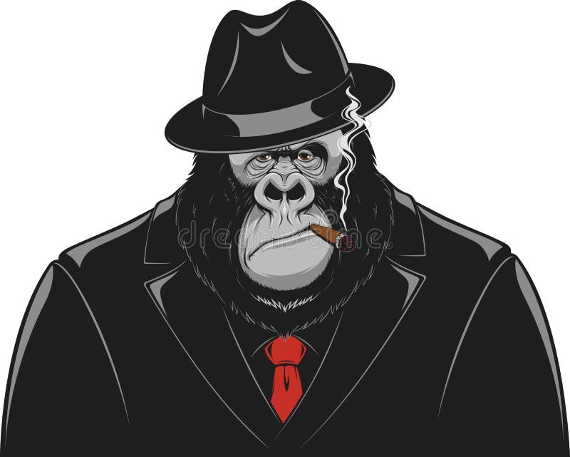 Monkey in a suit gangster stock vector. Illustration of icon - 64351273