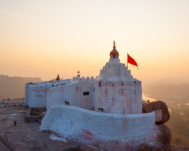 Monkey Temple at Sunrise Hampi India Stock Image - Image of concrete ...