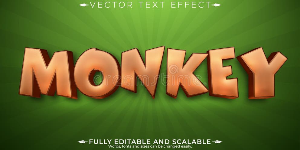 Monkey Text Effect, Editable Jungle and Wild Text Style Stock Vector ...