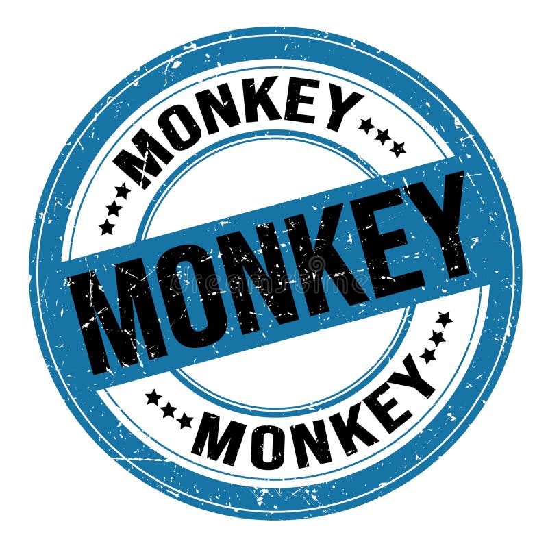 MONKEY Text Written on Blue-black Round Stamp Sign Stock Illustration ...