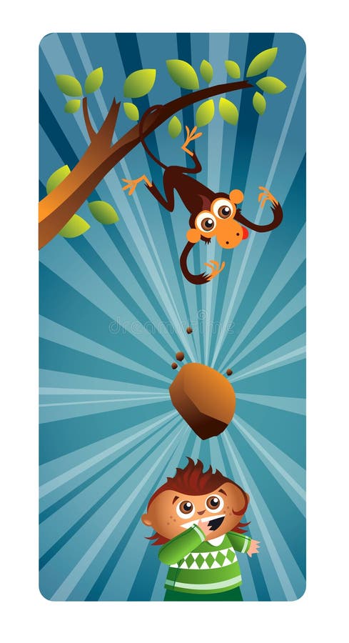 Monkey throws a stone stock illustration. Illustration of throw - 11970513