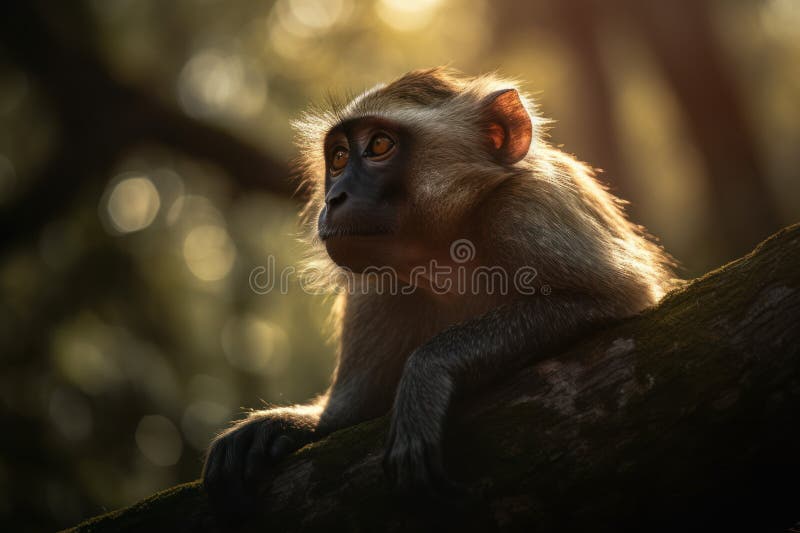 Monkey Tree Forest. Generate Ai Stock Illustration - Illustration of ...