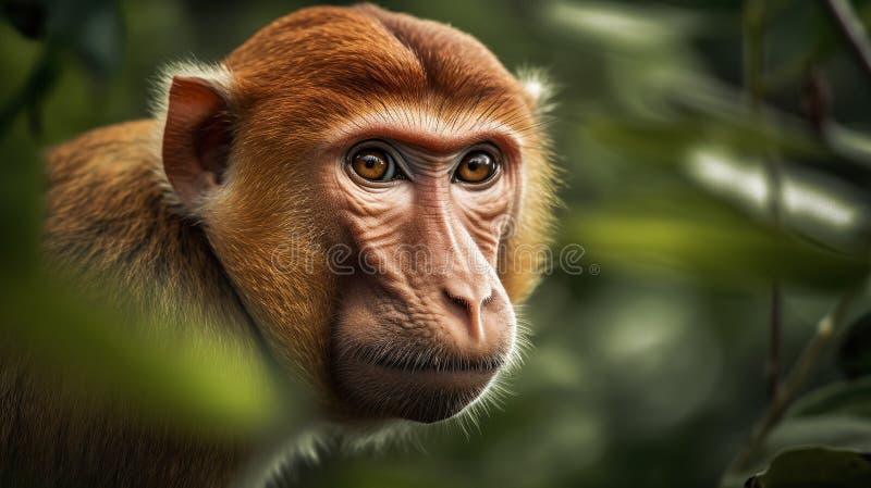 Monkey on the Tree, Monkey Climbing a Tree in the Forest Stock ...