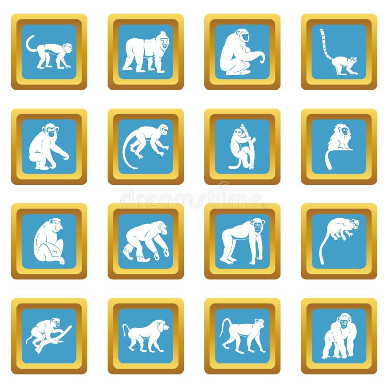 Monkey types icons azure stock vector. Illustration of sketch - 99247553