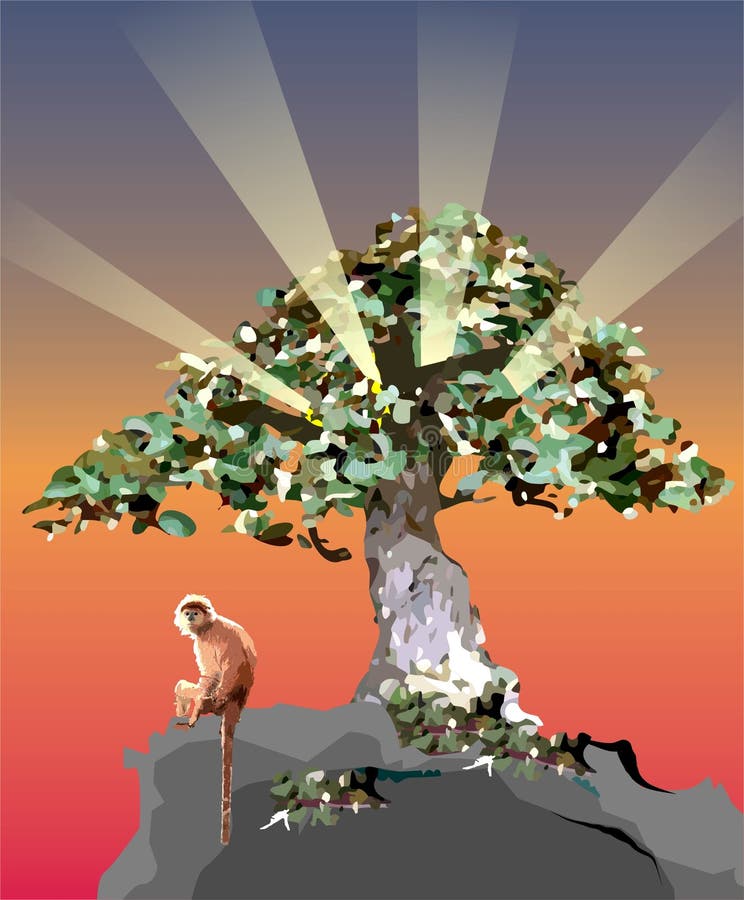 Monkey Under Tree Stock Illustrations – 463 Monkey Under Tree Stock ...