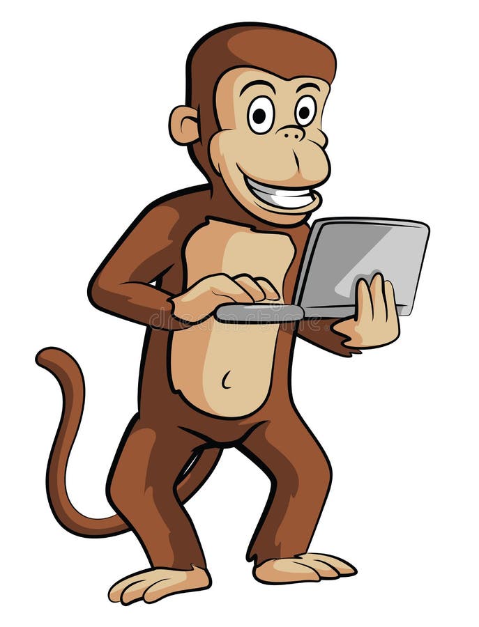 Stupid Monkey With Computer Stock Vector - Illustration of thinking ...